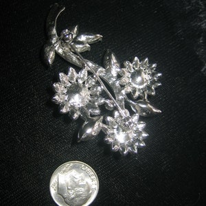 Vintage Large Bright Rhinestone Flower Brooch - Etsy