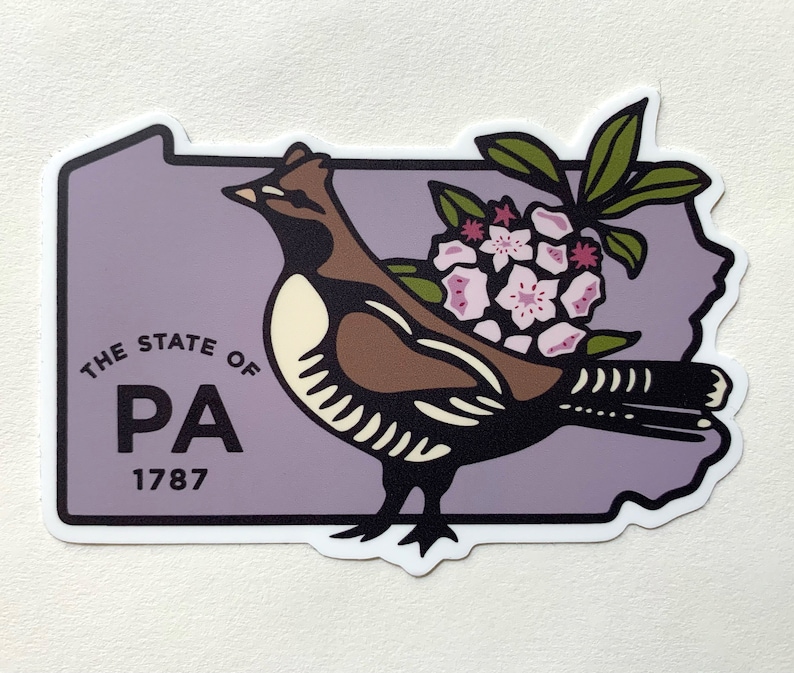 Pennsylvania Decal With State Bird & Flower, Ruffed Grouse and Mountain ...