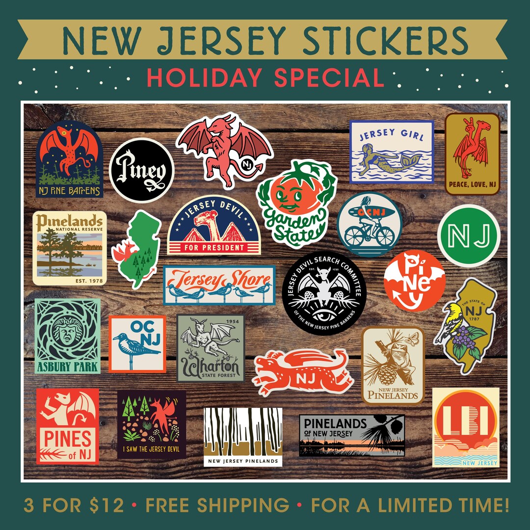 New Jersey Stickers Holiday Special: Weatherproof Vinyl Decals - Any 3 ...