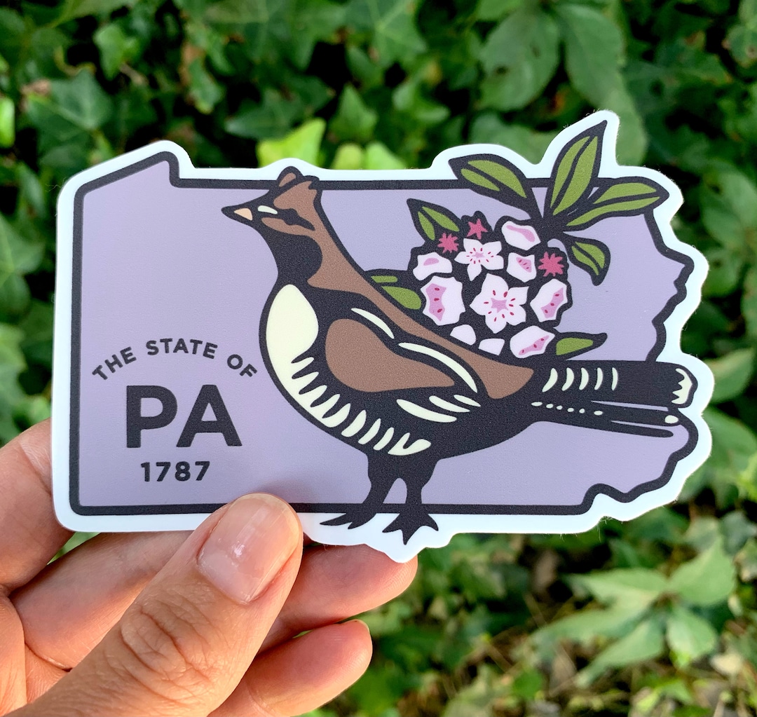 Pennsylvania Decal With State Bird & Flower, Ruffed Grouse and Mountain ...
