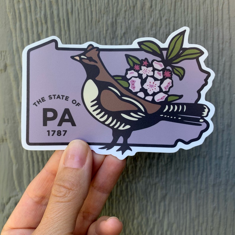 Pennsylvania Decal With State Bird & Flower, Ruffed Grouse and Mountain ...