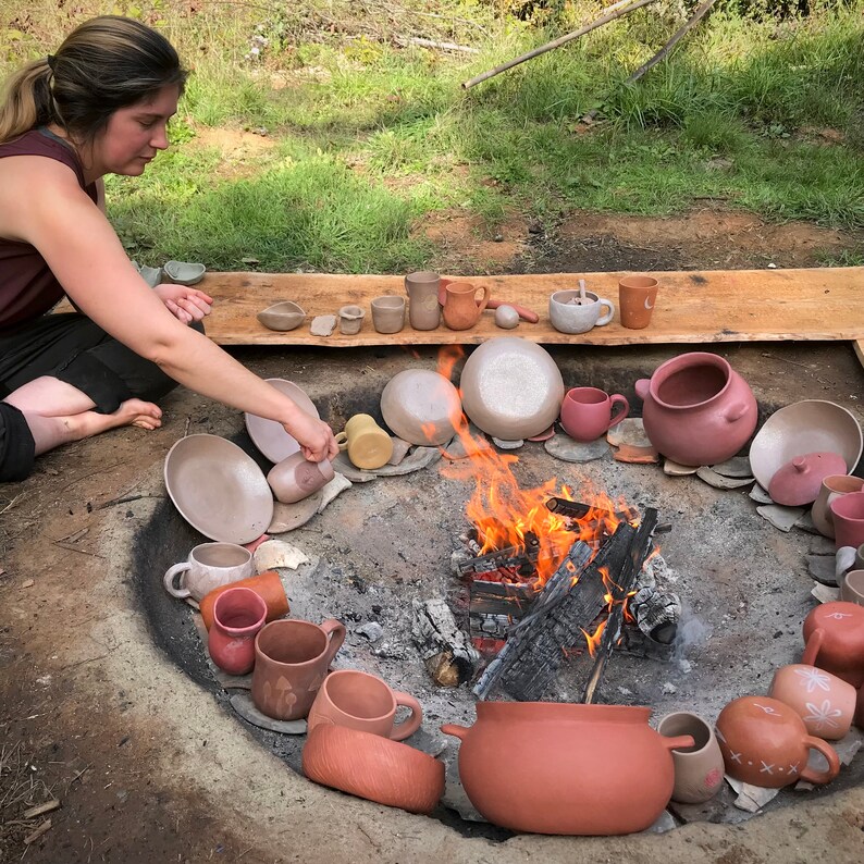 Rustic Spiral Wild Clay Mug // Pit Fire Pottery - Etsy