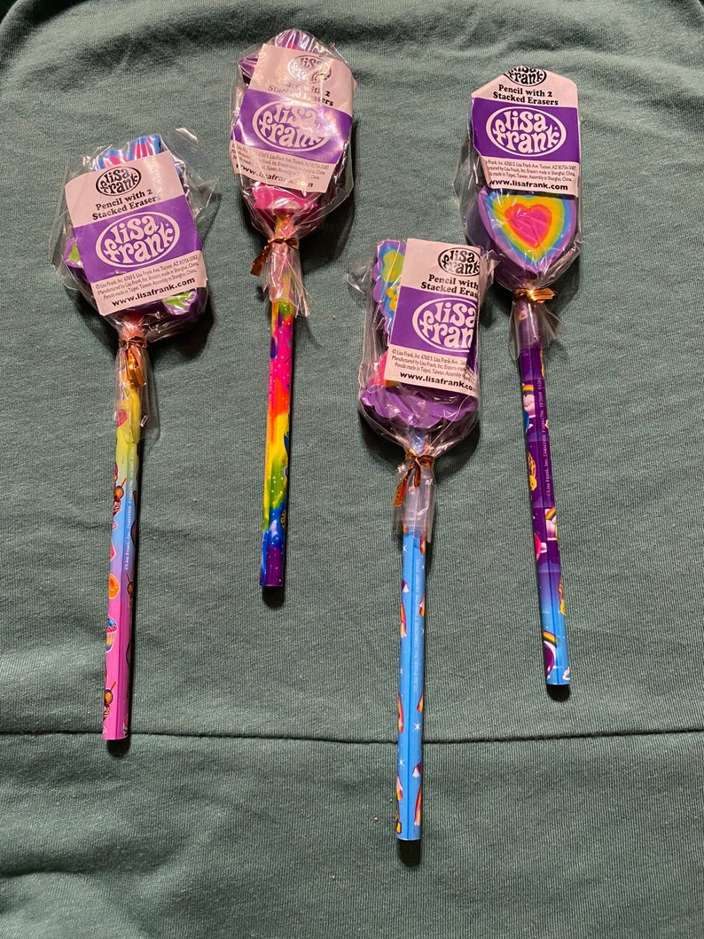 Lisa Frank Pencil With 2 Stacked Erasers - Etsy