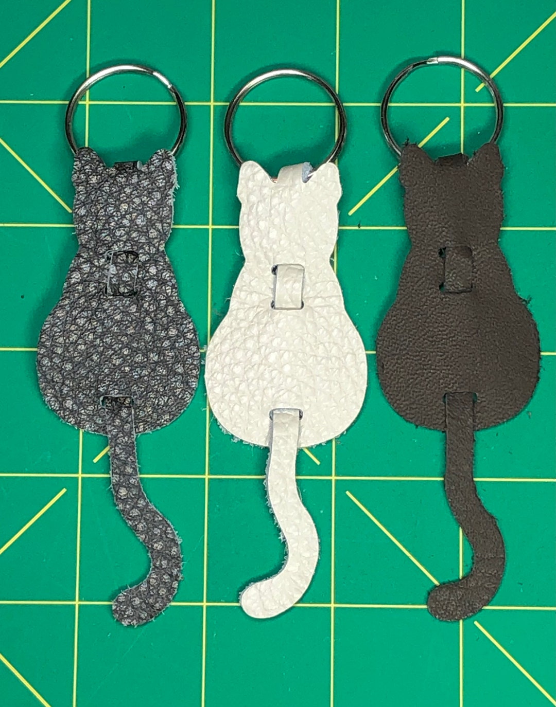 Cat Leather Keychains/set of 3/luggage Tag/zipper Pull/kitty/great Gift ...