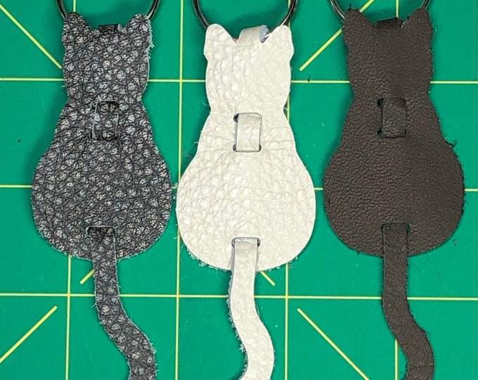 Cat Leather Keychains/set of 3/luggage Tag/zipper Pull/kitty/great Gift ...
