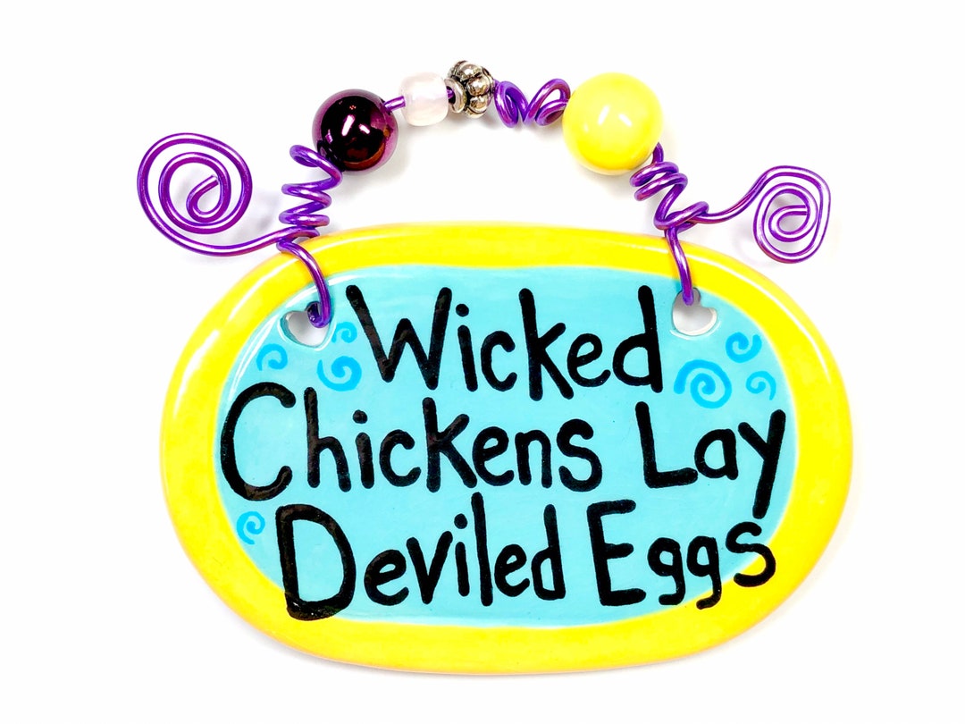 Wicked Chickens Lay Deviled Eggs Blue Ceramic Sign - Etsy