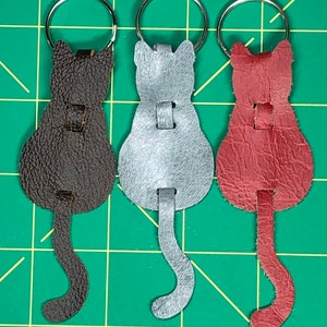 Leather Cat Keychains - Set of 3 - Kitty Zipper Pulls, Luggage Tags - Etsy