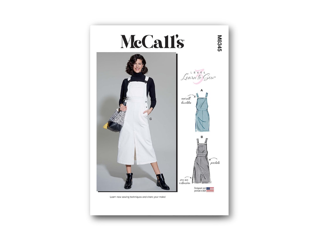 Overalls Dress Pattern- Mccall's Pattern- Bib Front and Crossover Back ...