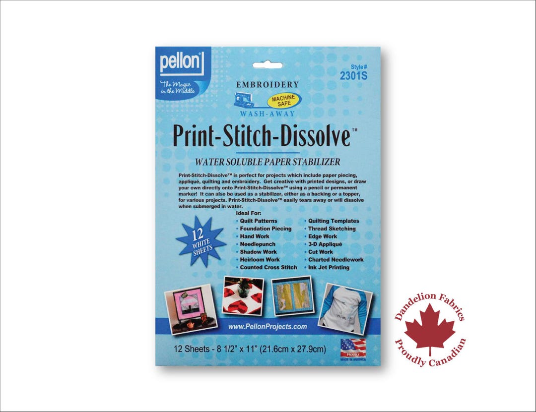 Print Stitch Dissolve- Pellon- Printable Embroidery Paper That Rinses ...