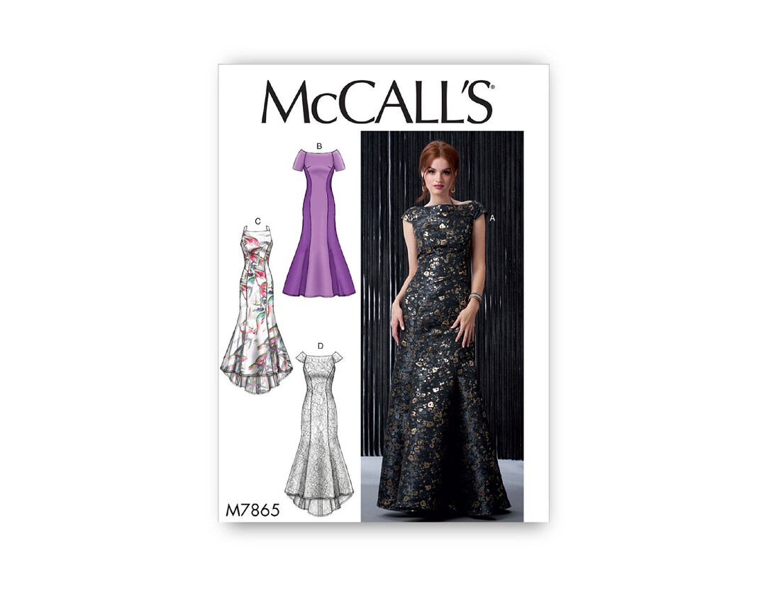 Fit and Flare Dress- Mccall's Pattern- Floor Length, Body Hugging, Cap ...