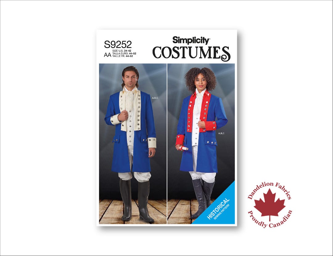 Frock Coat Pattern- Simplicity Pattern- Late 1700s Style Frock Coat ...