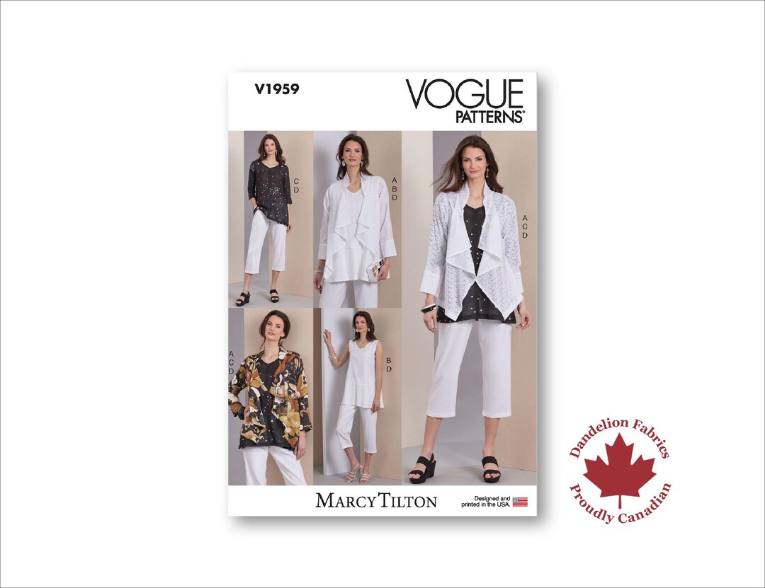 Jacket, Tunic, & Pants- Vogue Pattern- Draped Front, Pockets, Tunic Has ...