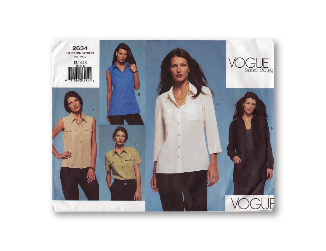 Loose Basic Blouse- Vogue Patterns- 2-piece Collar, Button Closure ...