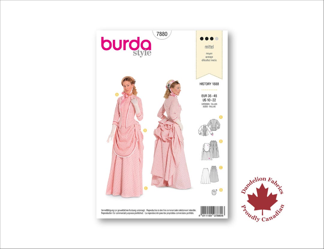 1880s Bustle Dress- Burda Pattern- Princess Seam Bodice, Underskirt ...