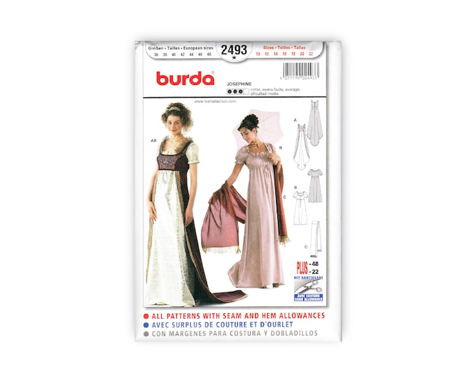 Regency Dress Burda Pattern Fitted Empire Bodice With Gathered Cap ...