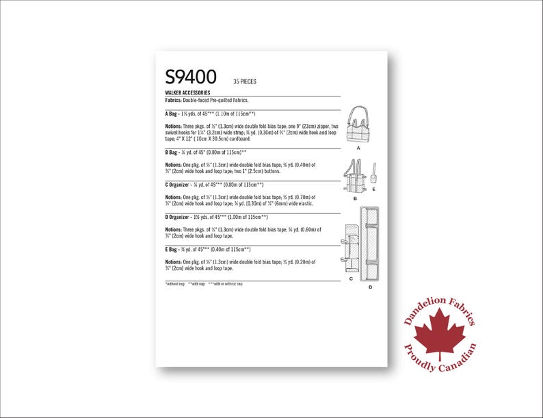 Walker Organizer Pattern- Simplicity Pattern- 5 Styles of Organizer to ...