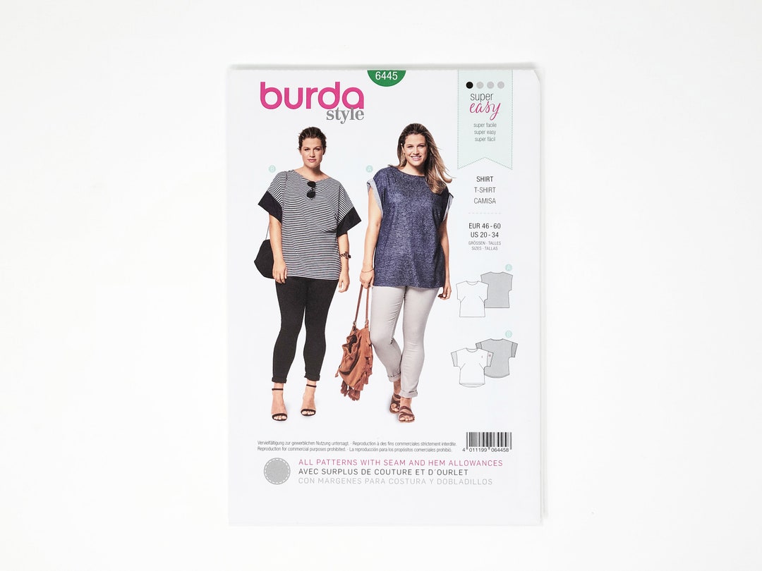 T-shirt Pattern- Burda Pattern- Loose Fitting T-shirt With Short ...