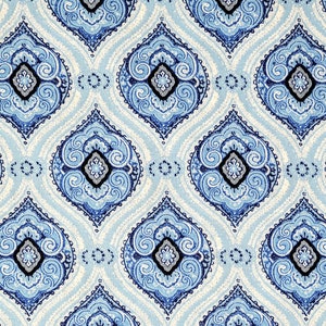 Blue Ogee Cotton Fabric- 100% Cotton Plain Weave- Printed Quilting ...