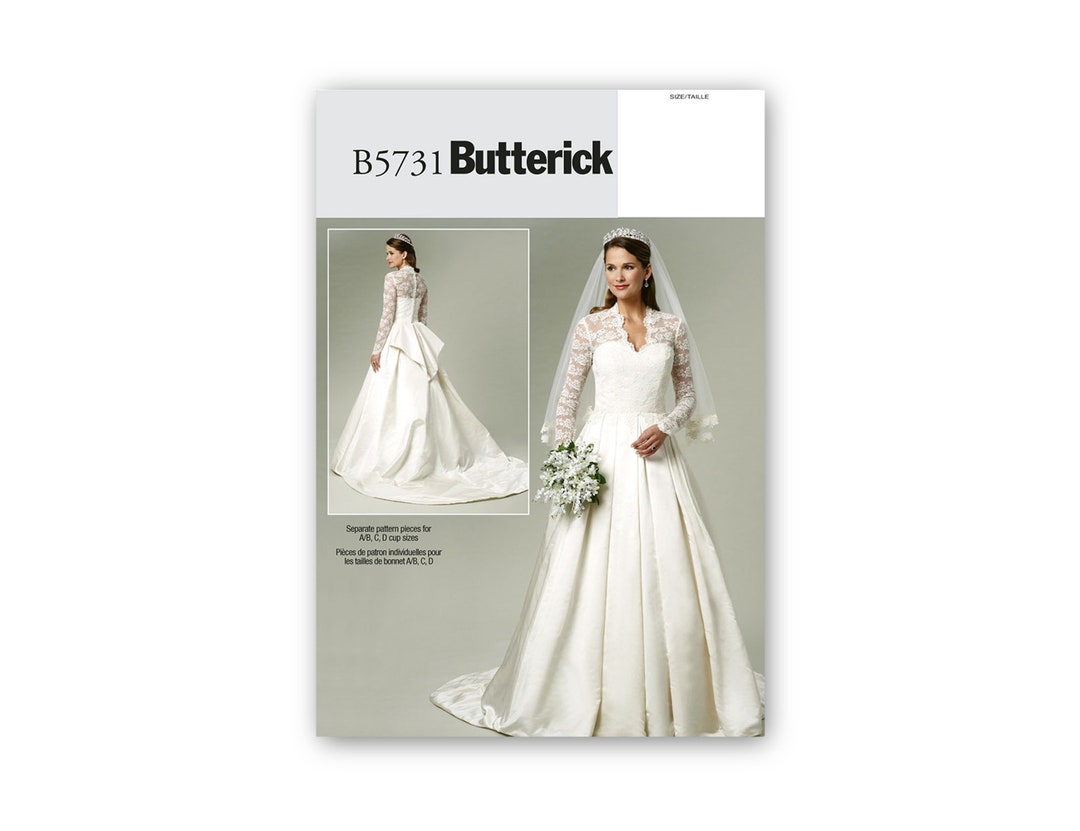 Bridal Gown Pattern- Butterick Pattern- Kate Middleton Style Wedding ...