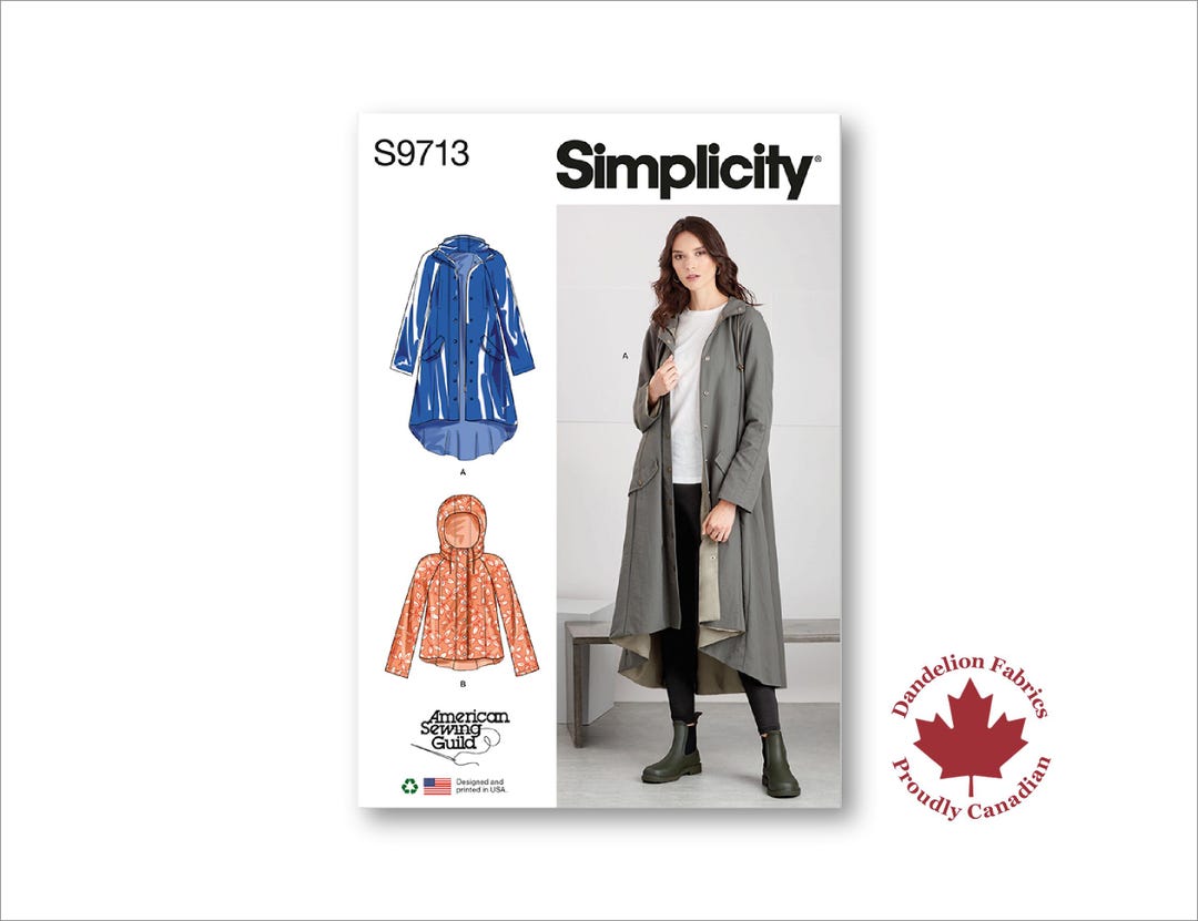 Rain Coat Pattern- Simplicity Pattern- Lined, Hooded, Pockets With ...