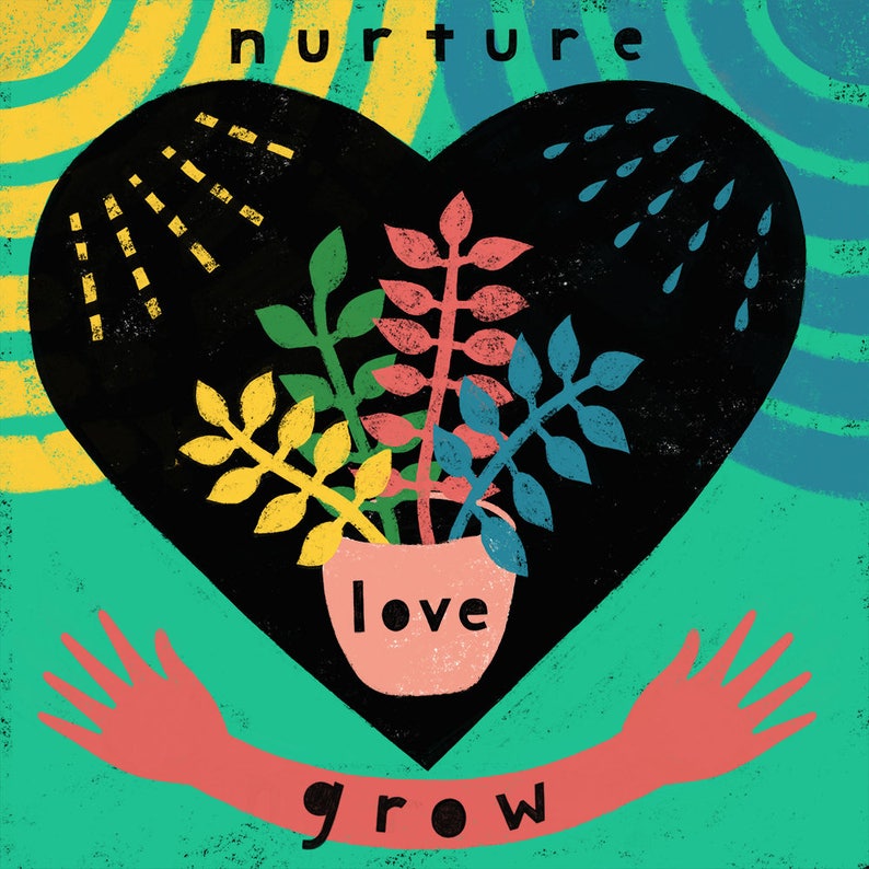 Nurture, Love, Grow, Vision Board Instant Download Art Print, Printable ...