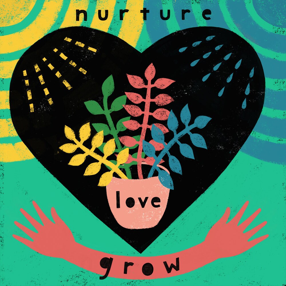 Nurture, Love, Grow, Vision Board Instant Download Art Print, Printable ...