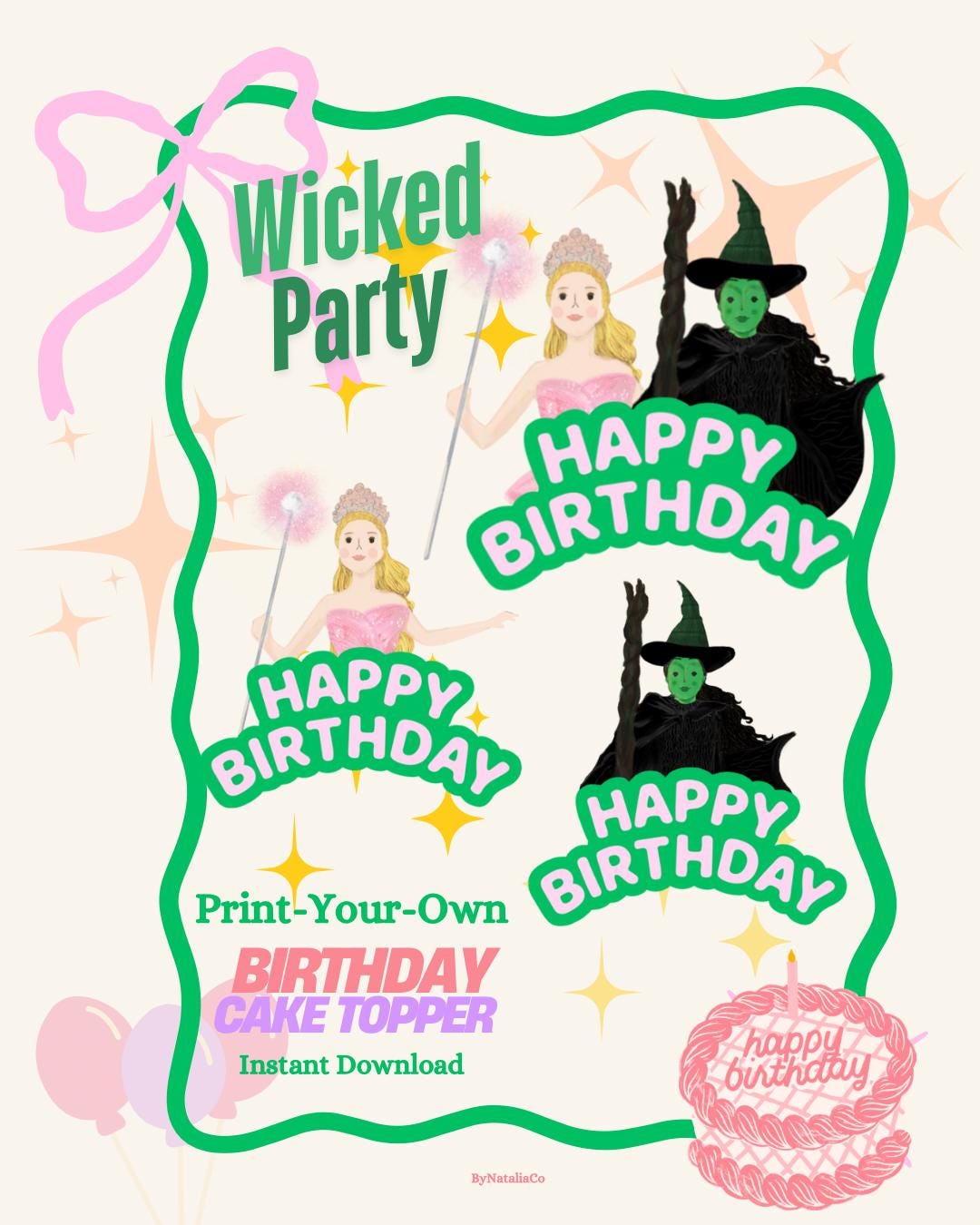 Wicked Printable Birthday Cake Topper Print Your Own - Etsy