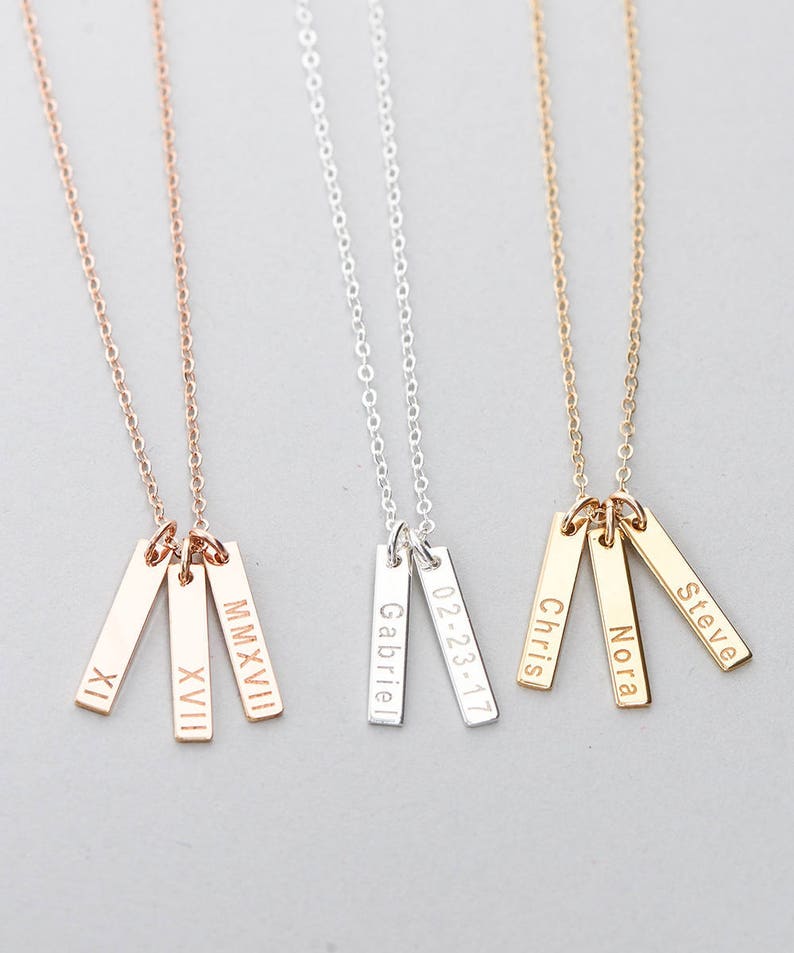 Multiple Initial Bar Necklace Gold Custom Initial Necklace - Etsy
