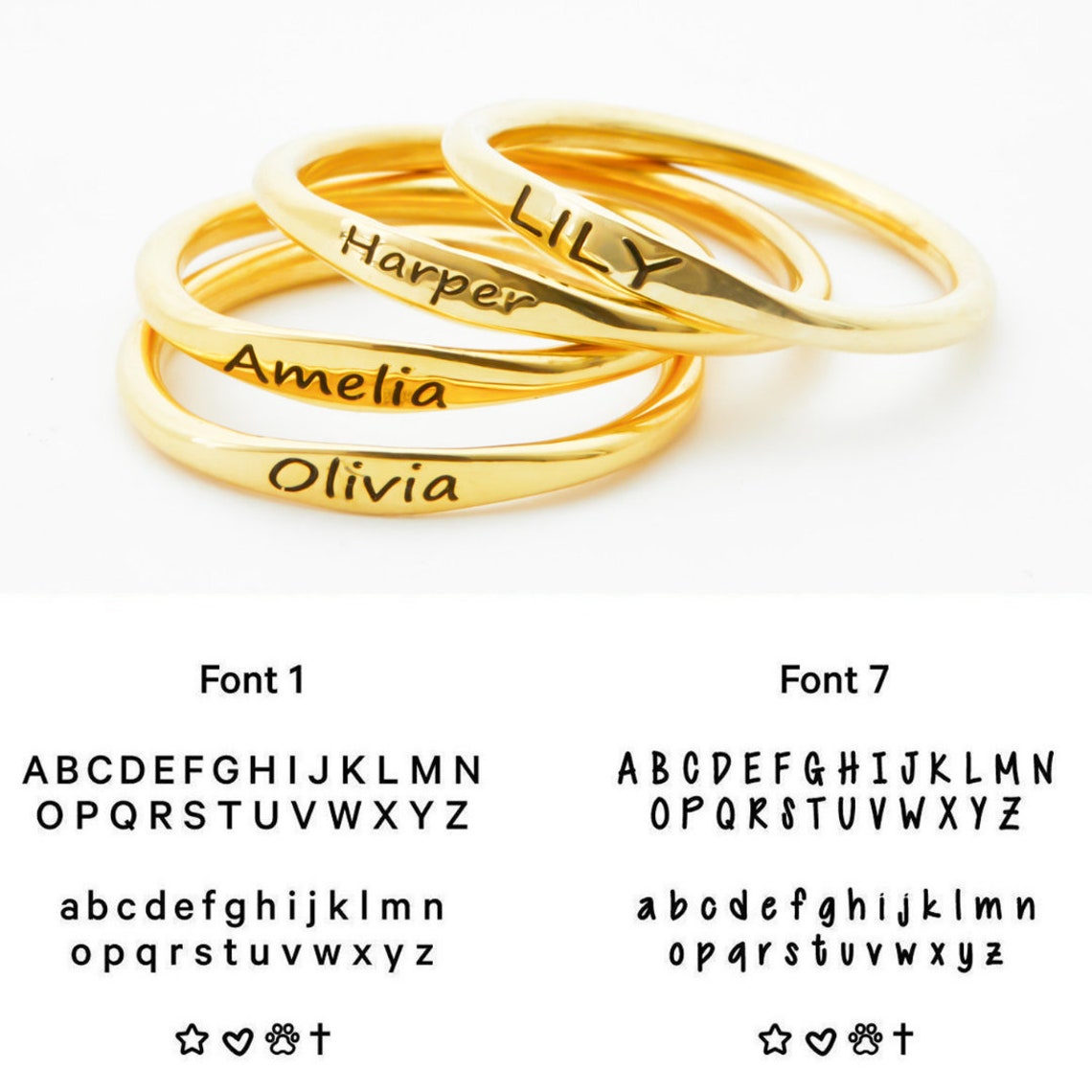 Stackable Name Rings Personalized Rings Stacking Custom Name | Etsy