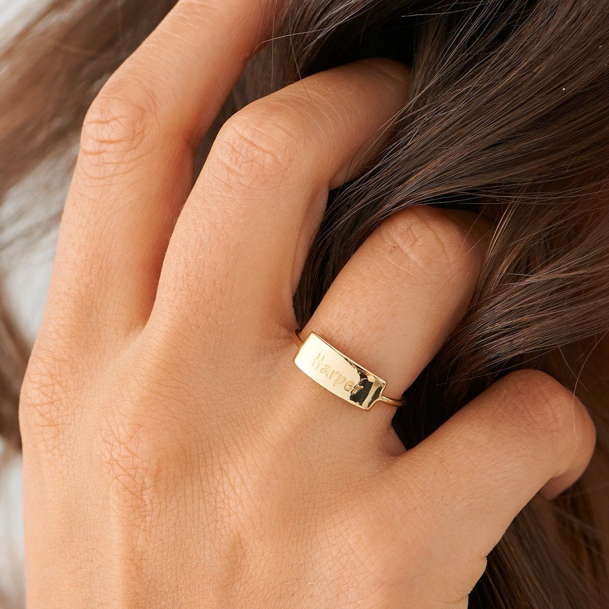 Personalized Name Ring Custom Initials Stacking Ring - Etsy