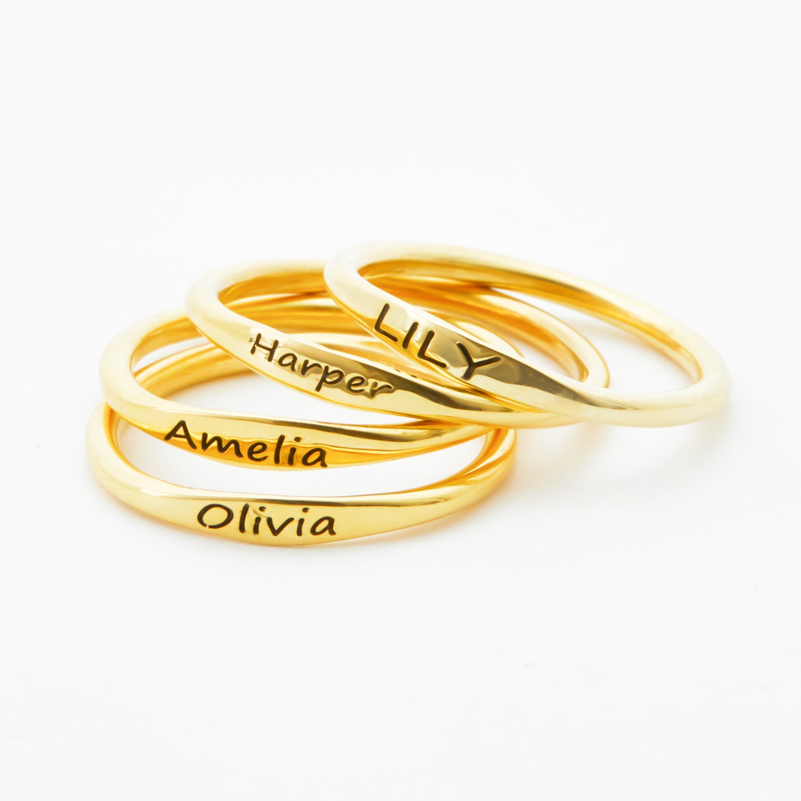 Stackable Name Rings Personalized Rings Stacking Custom Name - Etsy