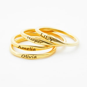 Stackable Name Rings Personalized Rings Stacking Custom Name - Etsy