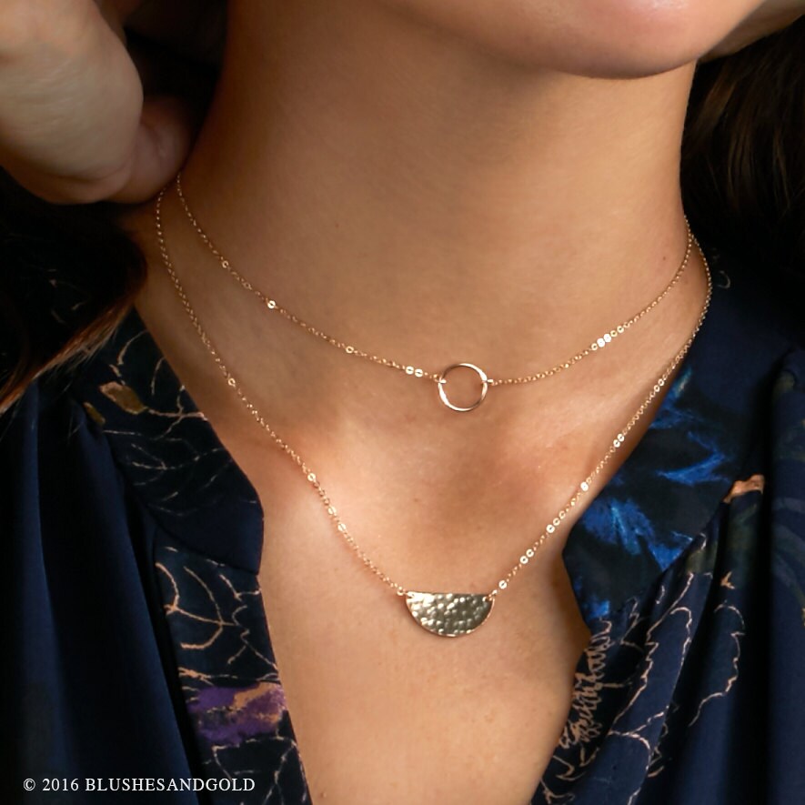 Gold Choker Necklace Thin Choker Necklace With Circle Rings | Etsy