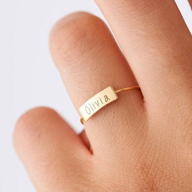 Personalized Name Ring Custom Initials Stacking Ring - Etsy