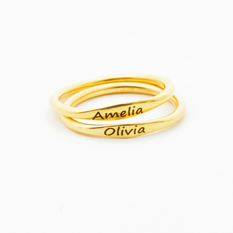 Stackable Name Rings Personalized Rings Stacking Custom Name - Etsy