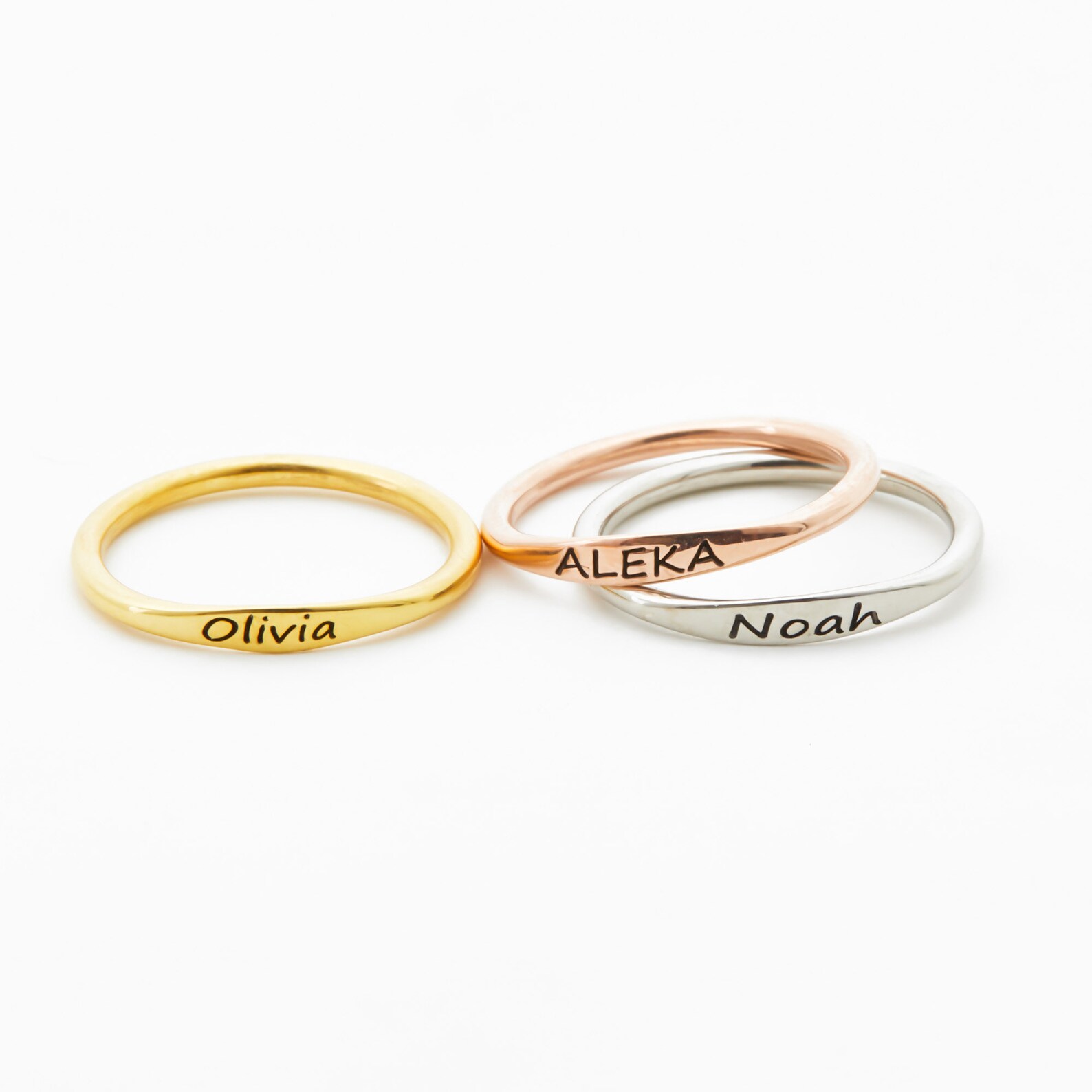 Stackable Name Rings Personalized Rings Stacking Custom Name - Etsy