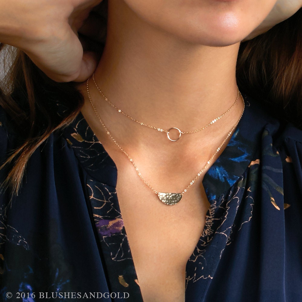 Gold Choker Necklace Thin Choker Necklace With Circle Rings | Etsy