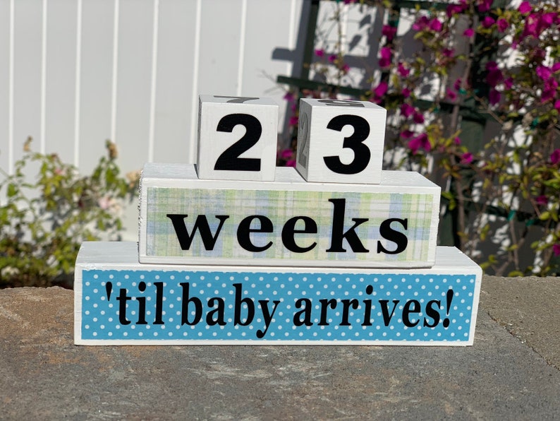 Pregnancy Countdown Blocks New Baby Blocks Mother's Day | Etsy