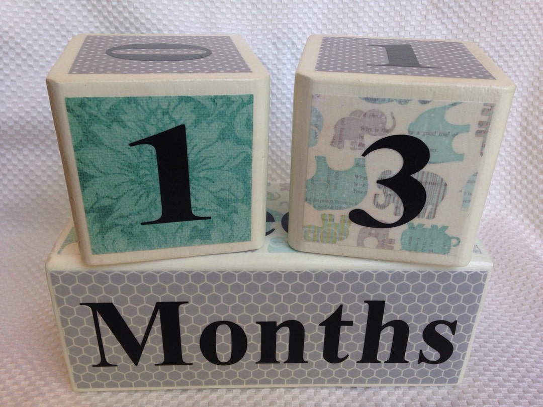 Custom Milestone Blocks for Baby and Pregnancy: Teal and Blues ...