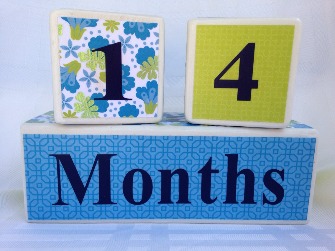 Custom Milestone Blocks for Baby and Pregnancy Blue/Green | Etsy