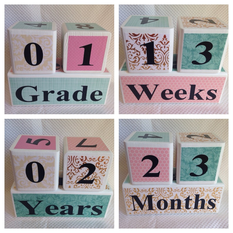 Custom Milestone Blocks for Baby and Pregnancy Pink and Gold - Etsy