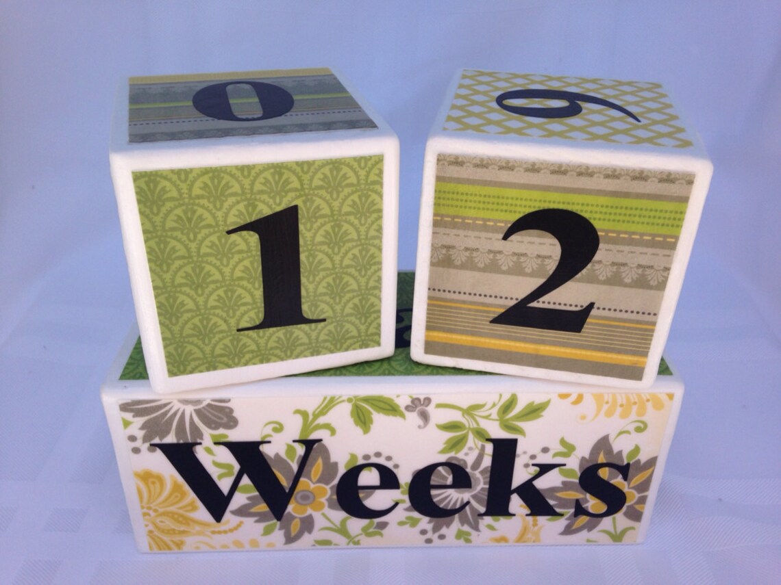 Custom Milestone Blocks for Baby and Pregnancy: Green and - Etsy