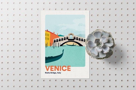 Venice Travel Posters // Italy Prints // Rialto Bridge Gift - Etsy UK