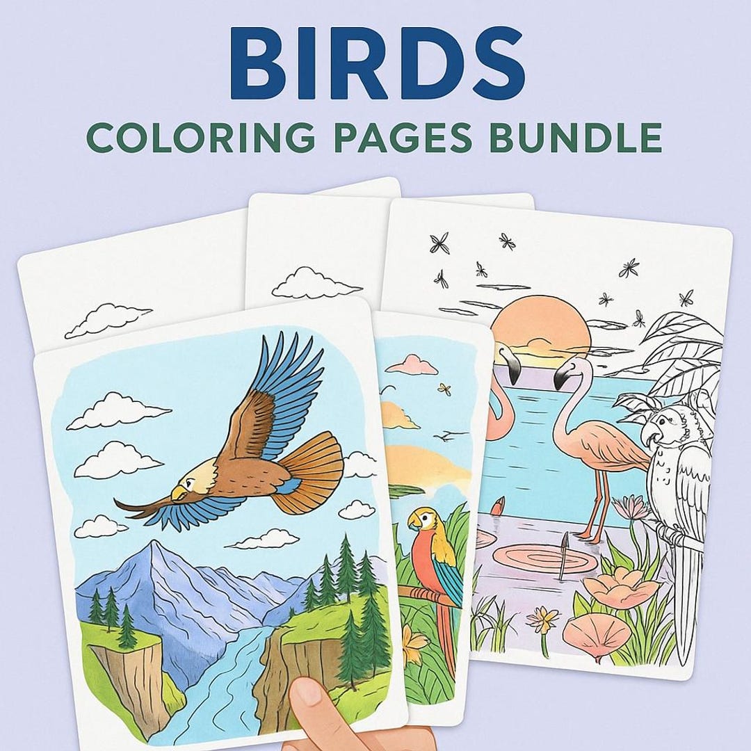 Birds Coloring Pages for Kids – 25 Printable Designs Bundle - Etsy