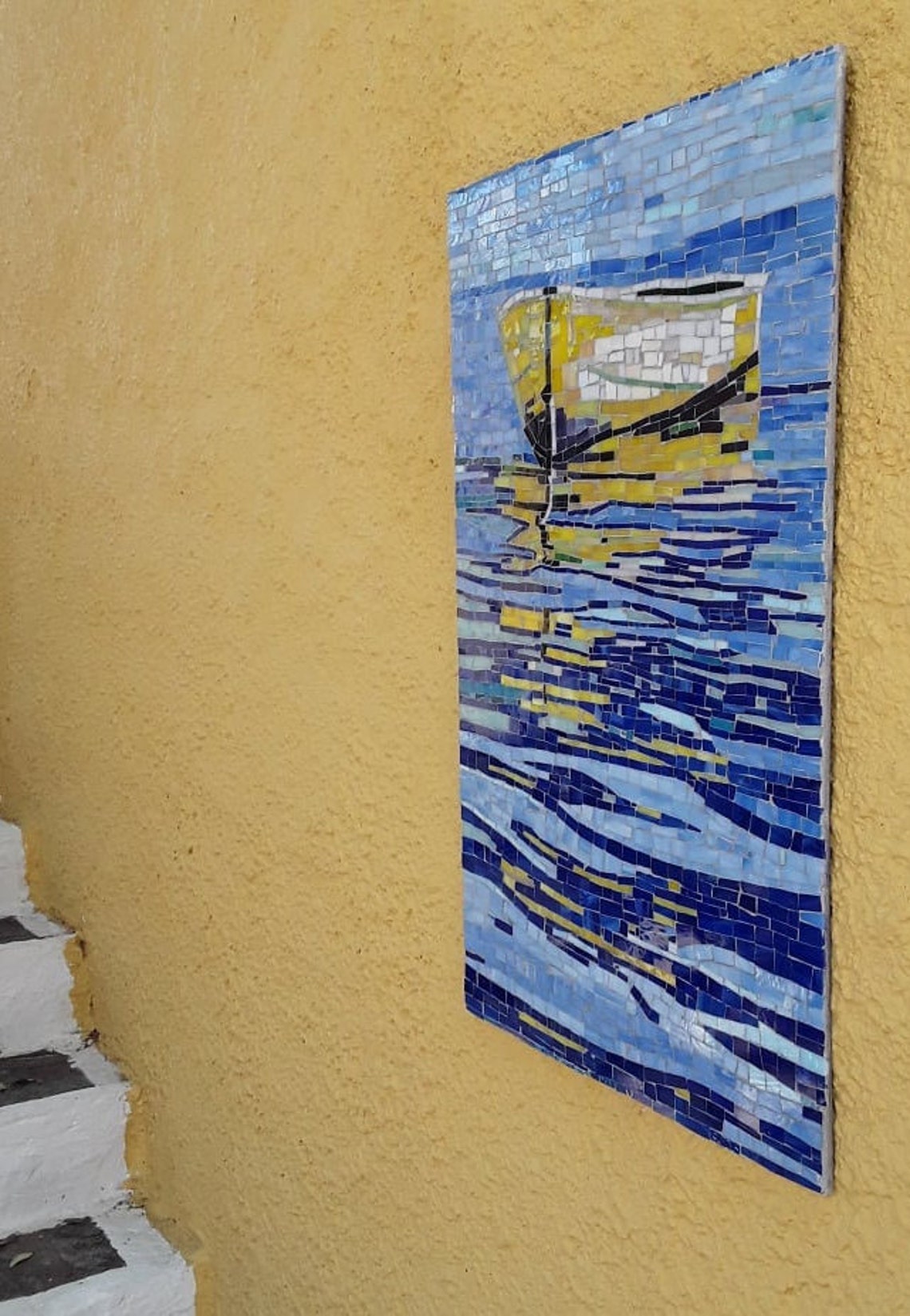 Mosaic Yellow Boat,mosaic Wall Art ,mosaic ,mosaic Decoration,gift for ...
