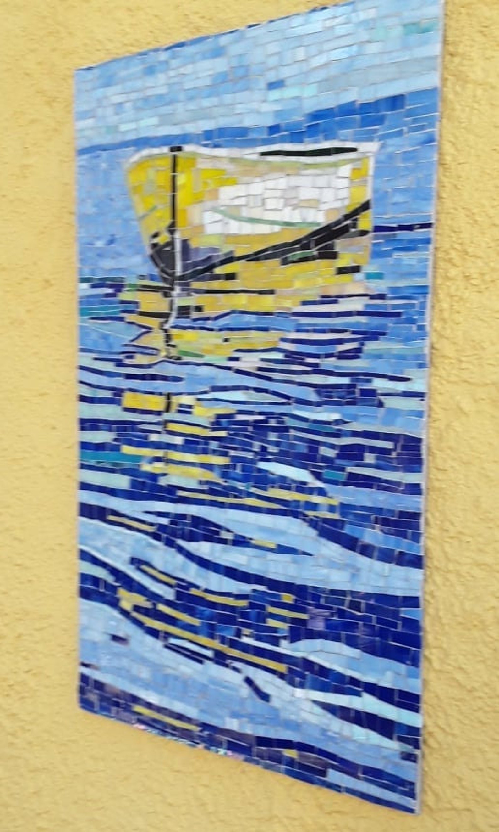 Mosaic Yellow Boat,mosaic Wall Art ,mosaic ,mosaic Decoration,gift for ...