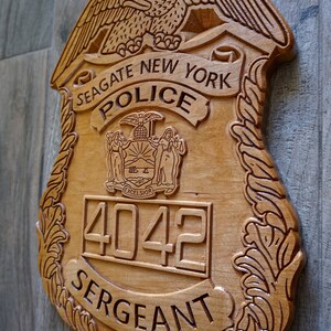 Custom Carved Wood Police Badge - Solid Cherry Retirement Gift - Etsy