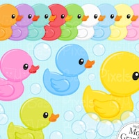Rubber Duck Clipart Set, 20 Watercolor Pngs for Commercial Use, Cute ...