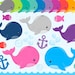 Cute Whale Clipart – Colorful Ocean PNG Graphics (digital Download) - Etsy
