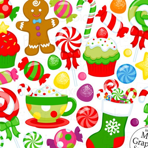 Christmas Candy Clipart Digital Clip Art Christmas - Etsy